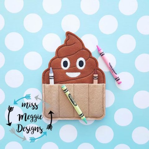 Happy Poop crayon holder ITH Embroidery design | Miss Meggie Designs