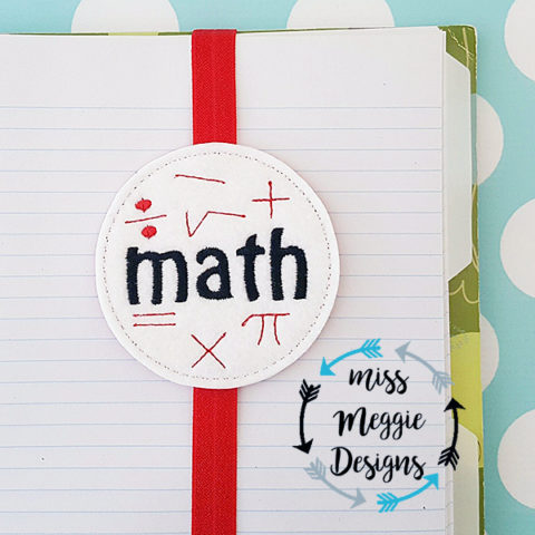 Math School subject Boorkmark ITH Embroidery design | Miss Meggie Designs