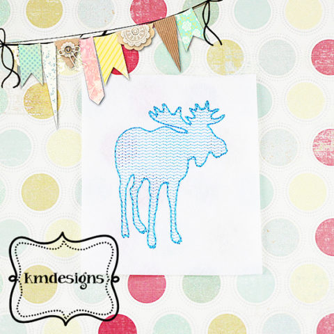 Chevron Moose Redwork Design ITH Embroidery | Miss Meggie Designs
