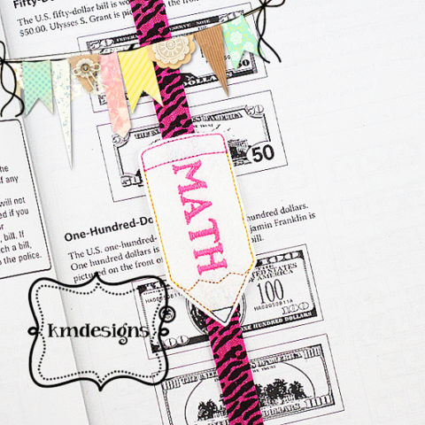 School Math bookmark Digital Embroidery Design | Miss Meggie Designs