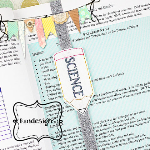 School Subject Science Embroidery Design bookmark | Miss Meggie Designs