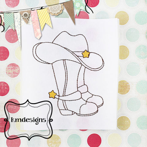 Western Cowboy Boots Cowboy Hat Redwork Embroidery Design | Miss Meggie ...