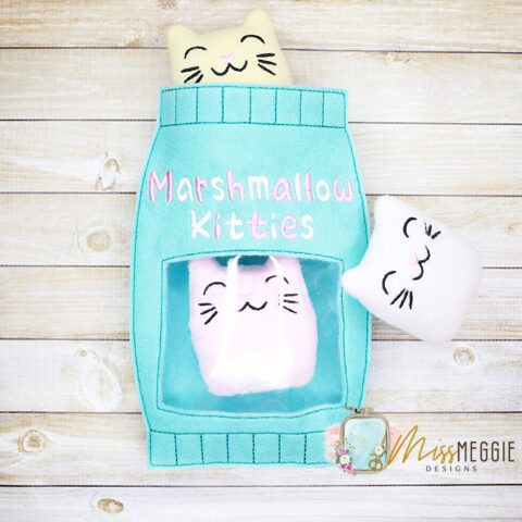 Marshmallow Kitties stuffies in Bag ITH Embroidery Digital design file ...