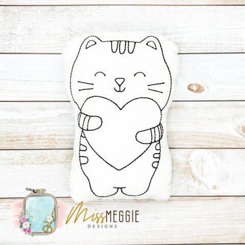 Doodle coloring stuffed Chubby Valentine Kitty Cat ITH Digital ...
