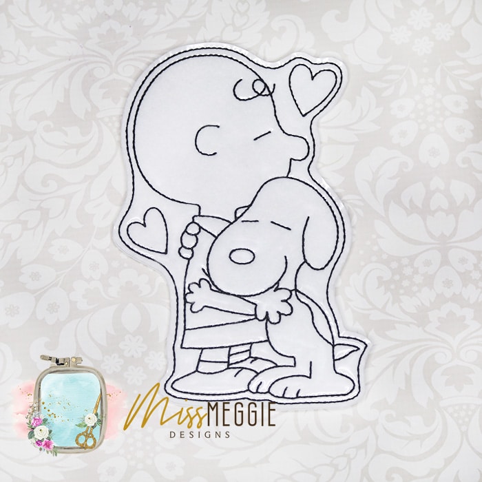 Flat Coloring Doll A boy and his Dog Love Valentine ITH digital ...