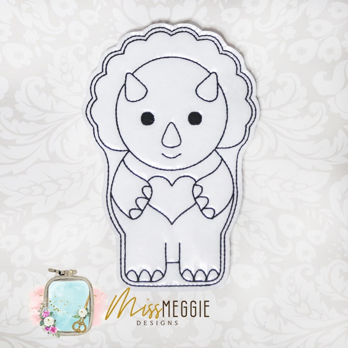 Flat Coloring Doll Dinosaur Rhino Valentines ITH digital Embroidery ...